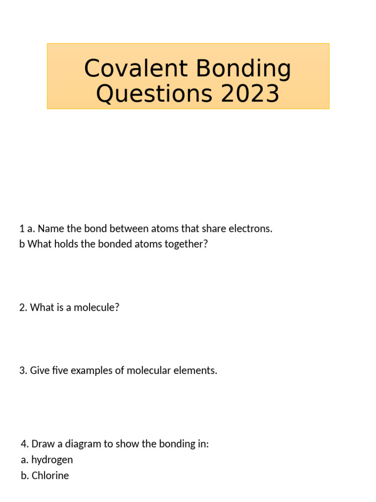Chemistry Bonding Exercises | PDF