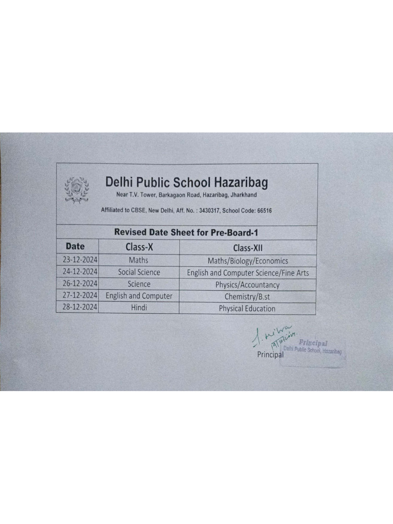 Revised Date Sheet | PDF