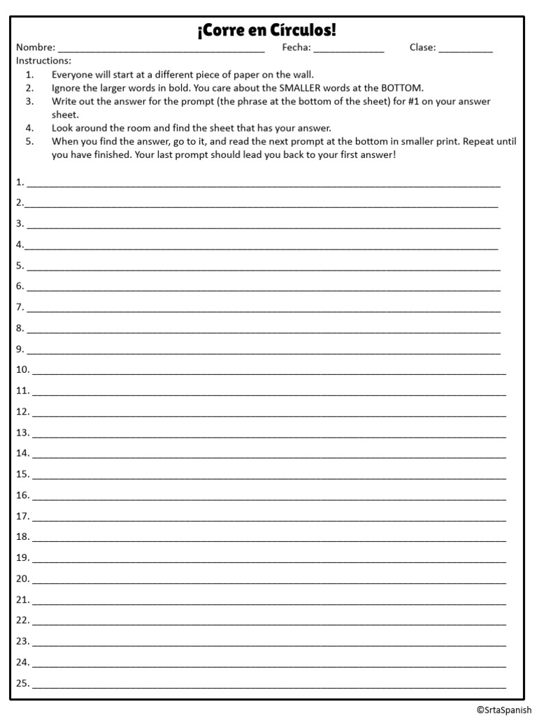 ¡Corre en Círculos! Ficha | PDF