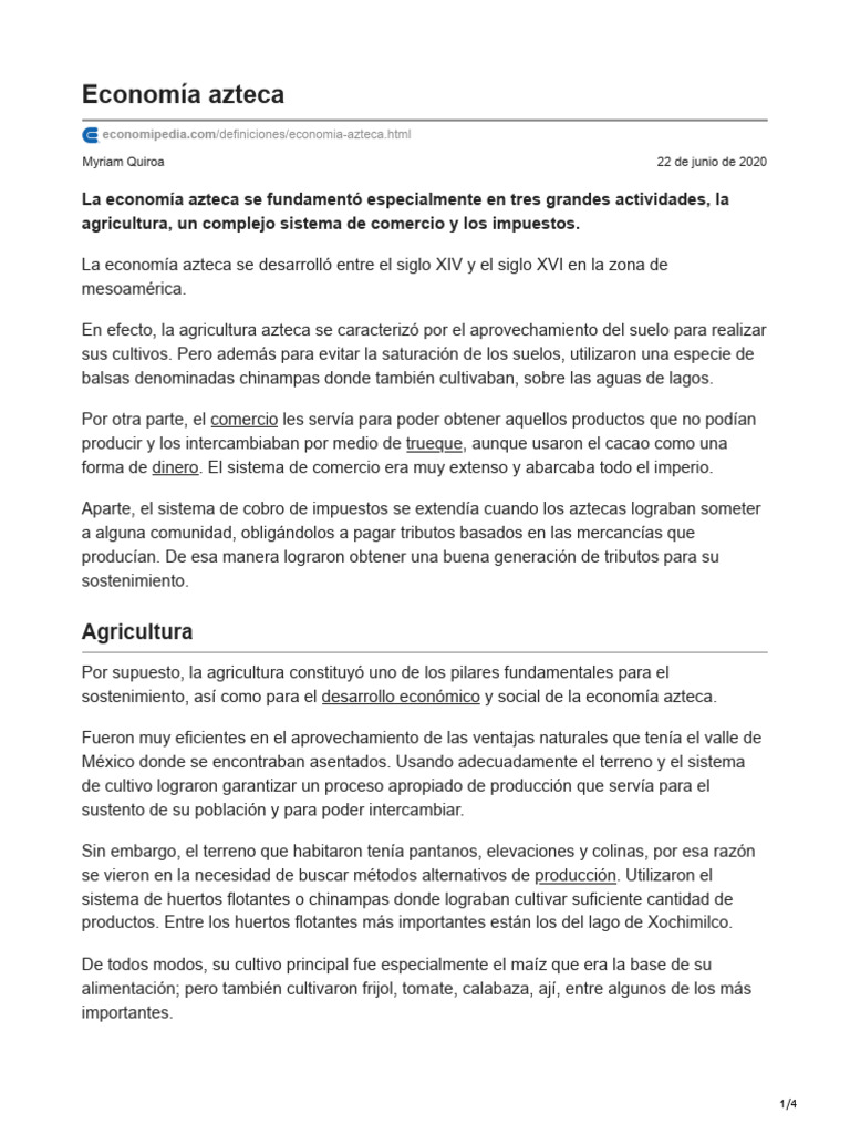 Economía Azteca | PDF | Agricultura | Comercio