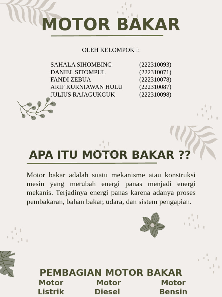 Jenis-Jenis Motor Bakar dan Fungsinya | PDF