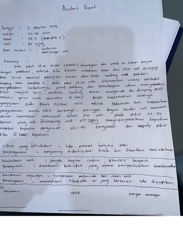 Accident Report Dan Tabel Ibpr | PDF