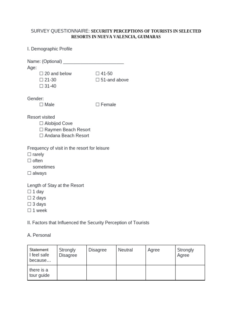 Survey Questionnaire | PDF