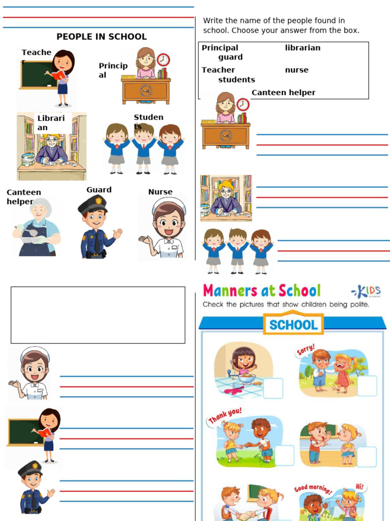 People in School - worksheet | PDF