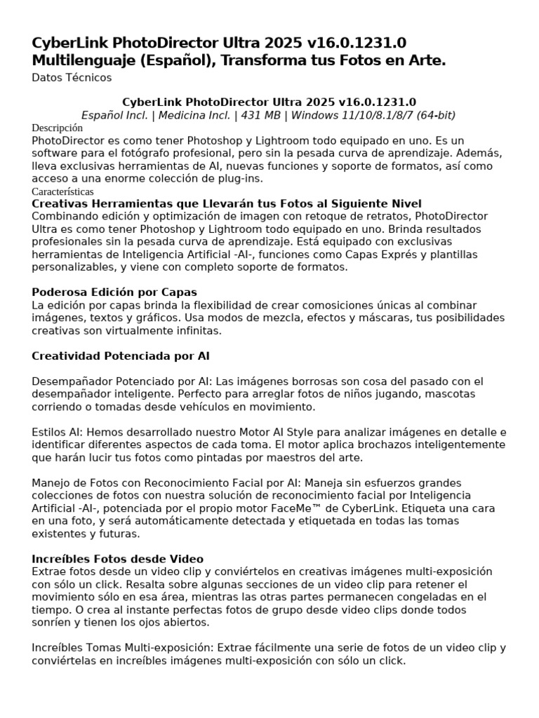 CyberLink PhotoDirector Ultra 2025 v16 | PDF | Adobe Photoshop | Inteligencia artificial