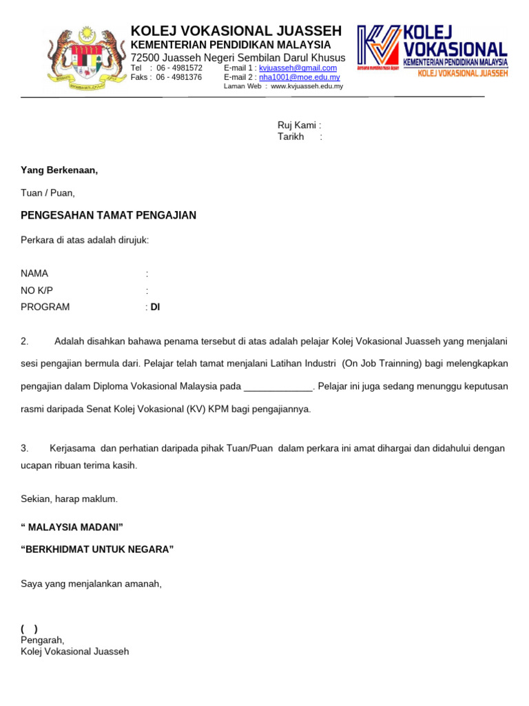 Surat Pengesahan Untuk Kerja | PDF
