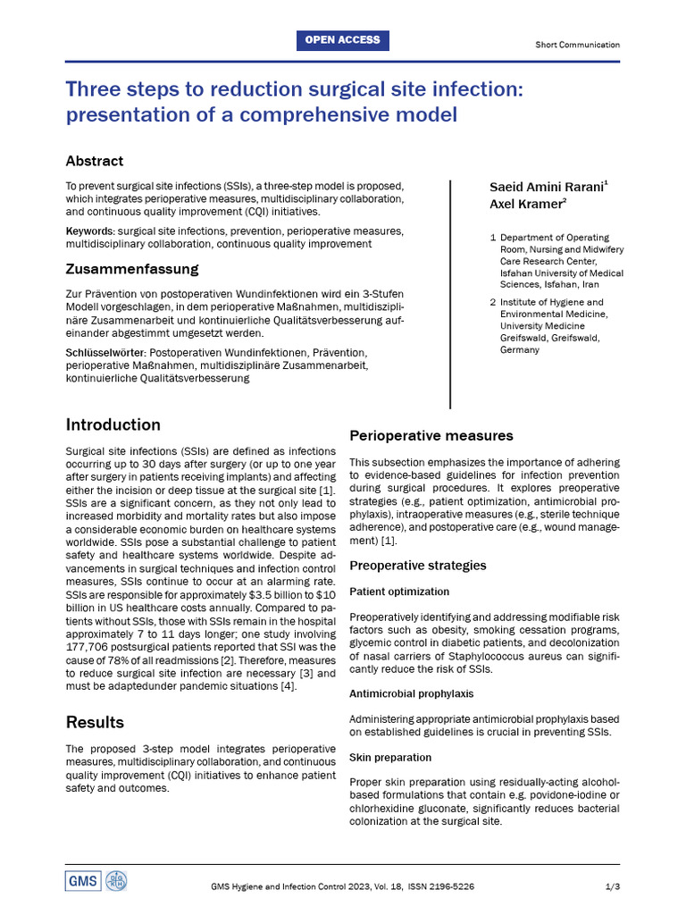 Three Steps To Reduction Surgical Site Infection Presentation of | PDF ...