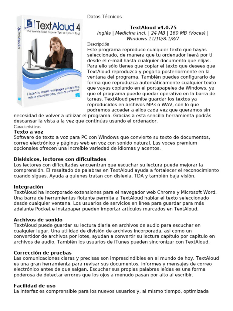 TextAloud: Convierte Texto a Voz en Windows | PDF | Síntesis de voz ...