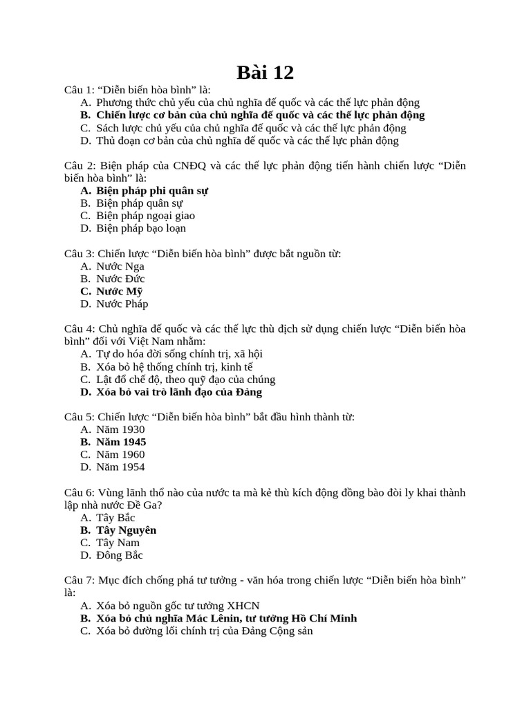 Trắc Nghiệm GDQP HP2 | PDF