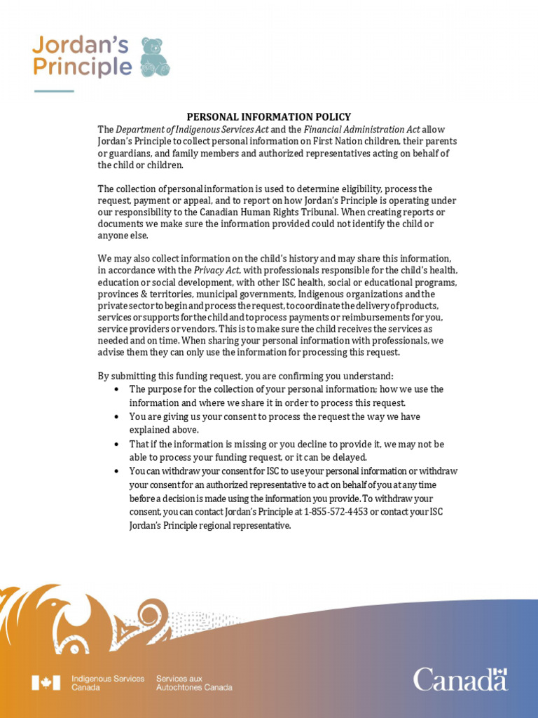 Jordan's Principle Privacy Policy | PDF | Government | Justice