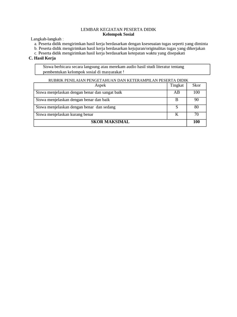 13 LKPD KD 1 XI Pembentukan Kelompok Sosial | PDF