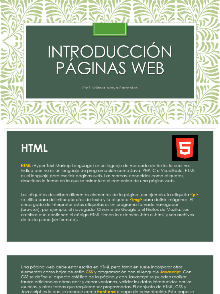 2.1 Introducción Páginas Web | PDF | HTML | Redes