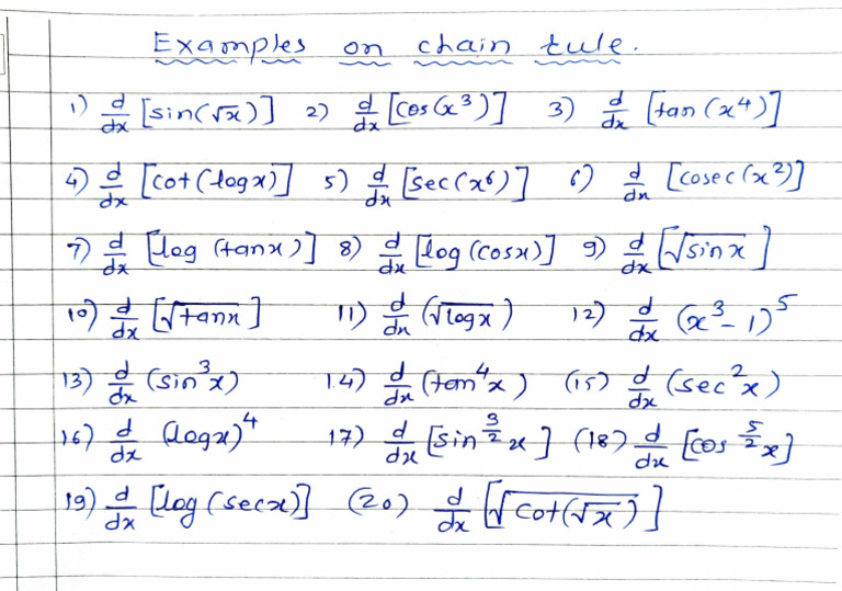 Basic Examples On Chain Rule | PDF