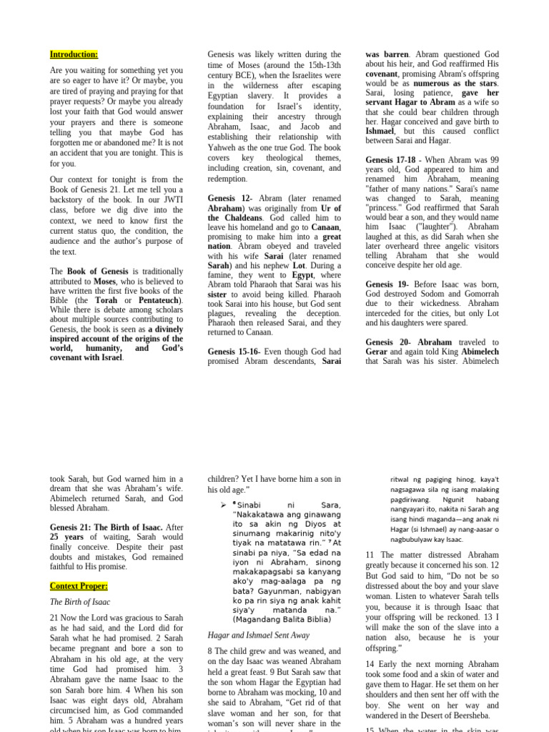 Devotion_Feb 1 | PDF | Sarah | Abraham