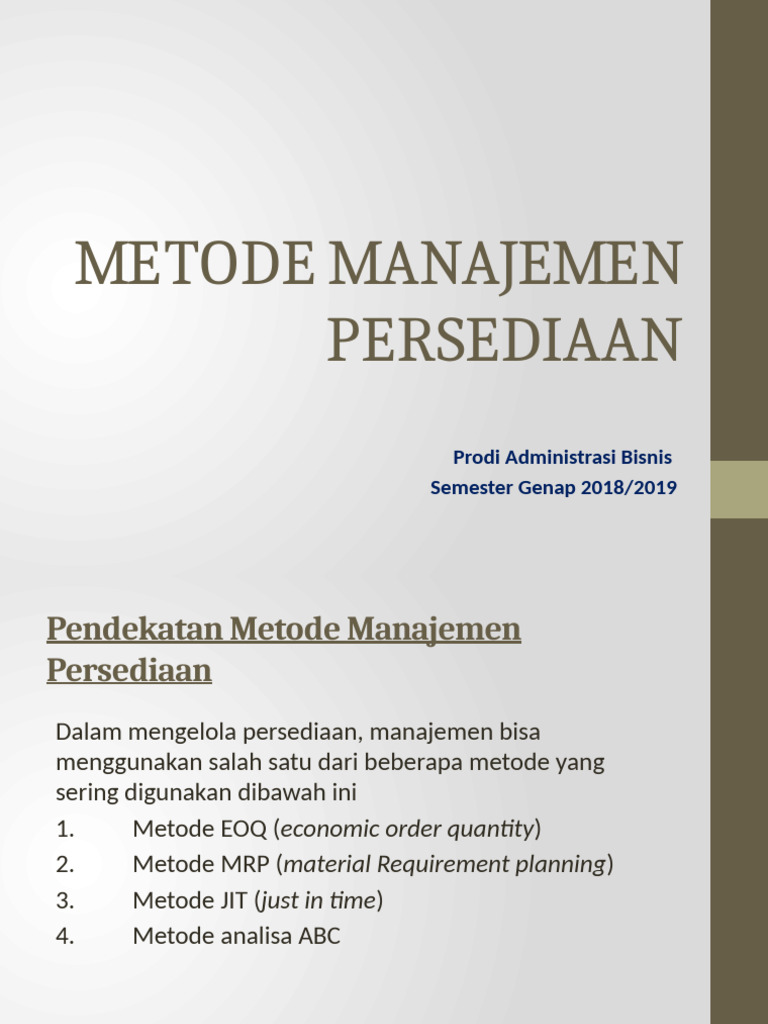 Pertemuan-4 Metode Manajemen Persediaan (1) | PDF