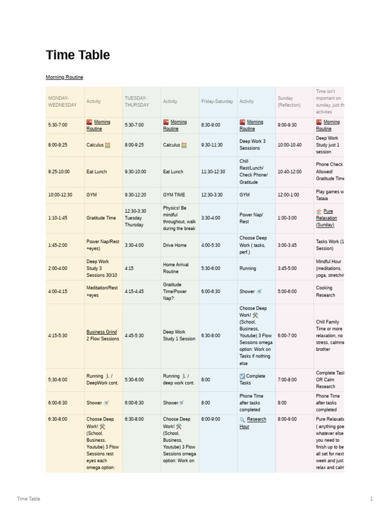 Time Table | PDF | Shower | Spirituality