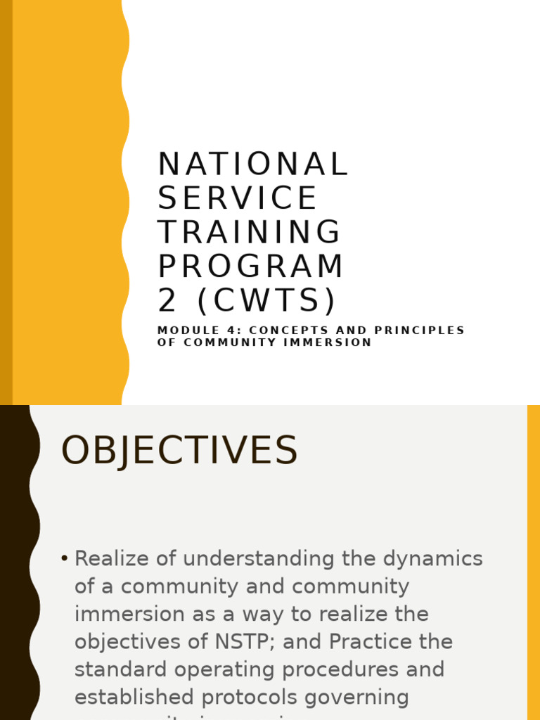 NSTP Community Immersion Principles | PDF | Psychology | Cognition
