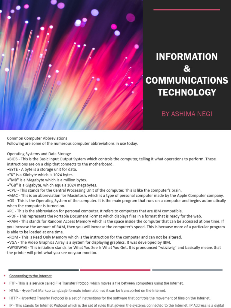 Ict Abbreviations 1707983125303 | PDF | Random Access Memory | Integrated Circuit