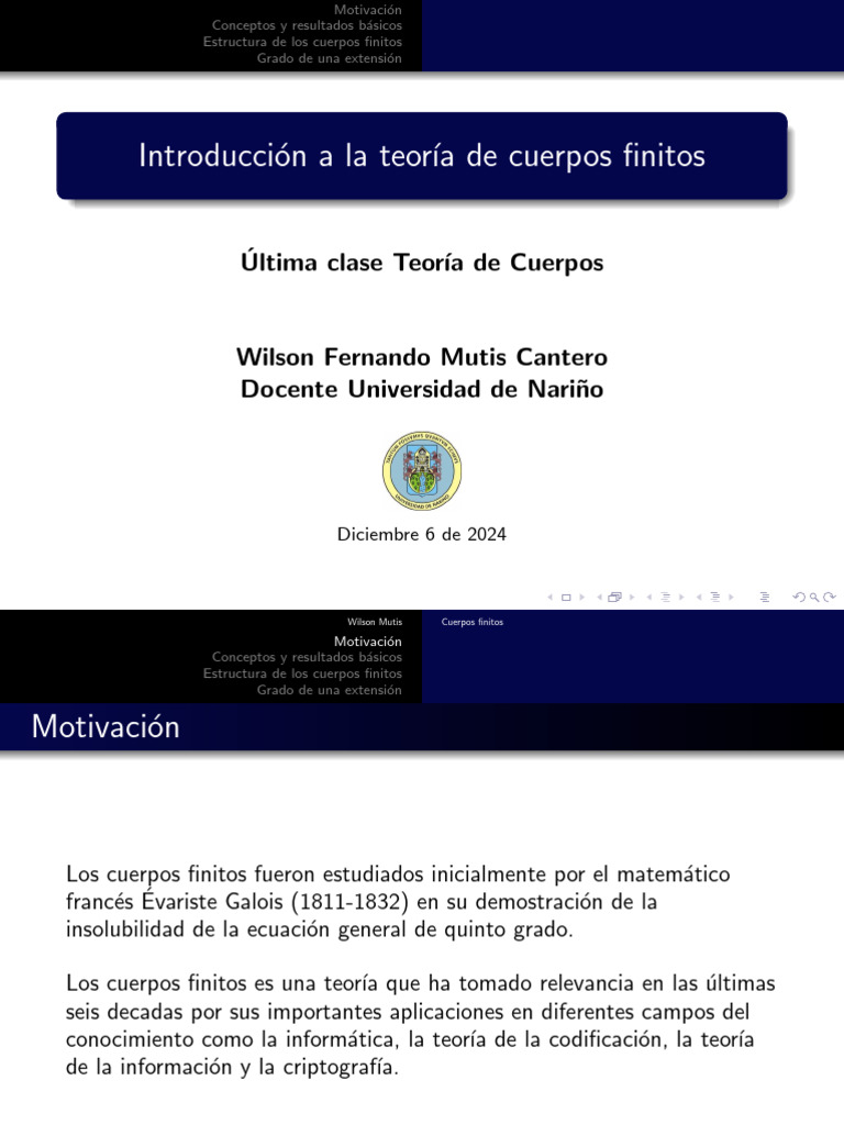 Cuerpos Finitos | PDF | Anillo (Matemáticas) | Campo (Matemáticas)