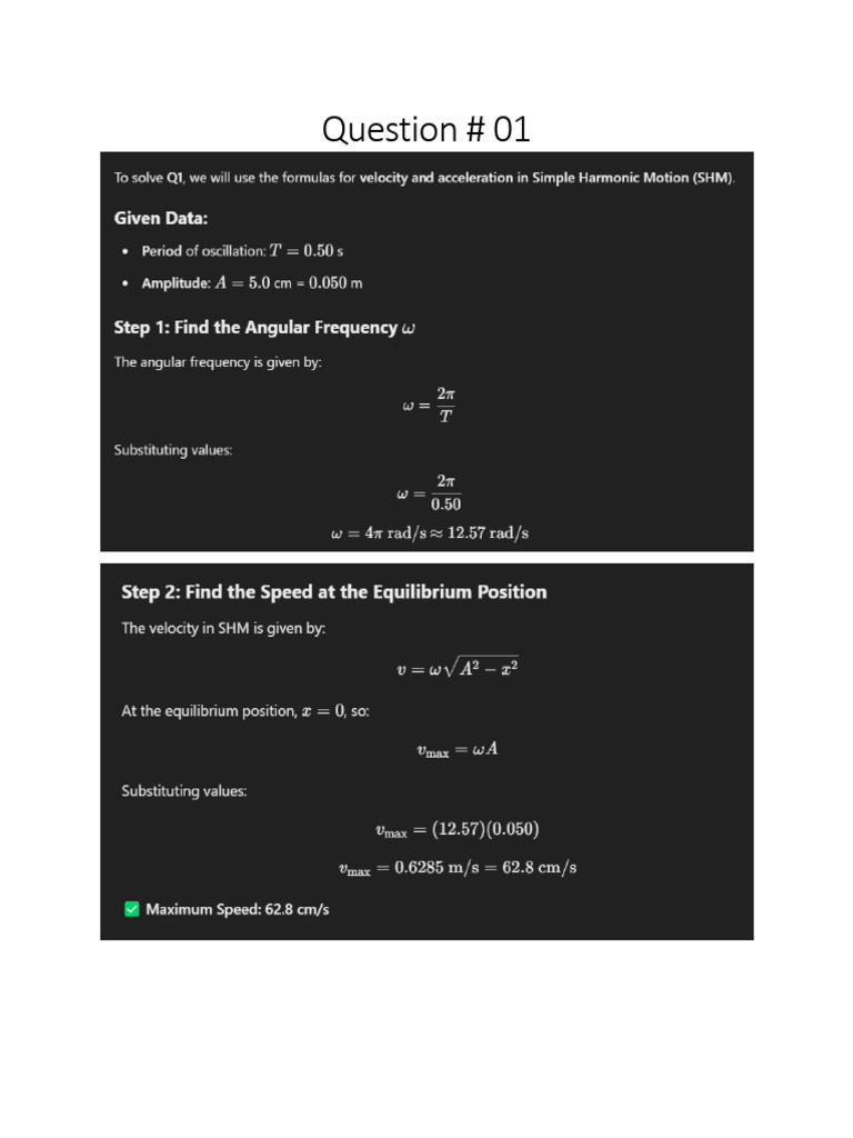 Oscillations Numericals (1-4) | PDF