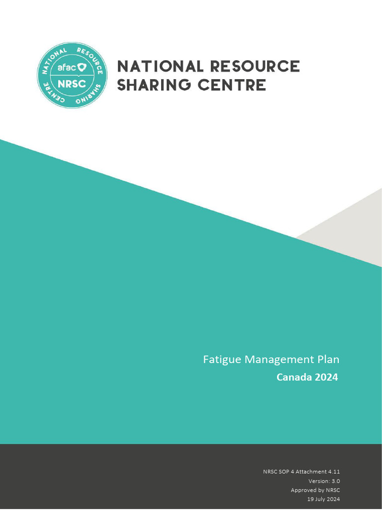Attachment4.11 CAN FatigueManagementPlan v3.0 | PDF | Sleep | Caffeine