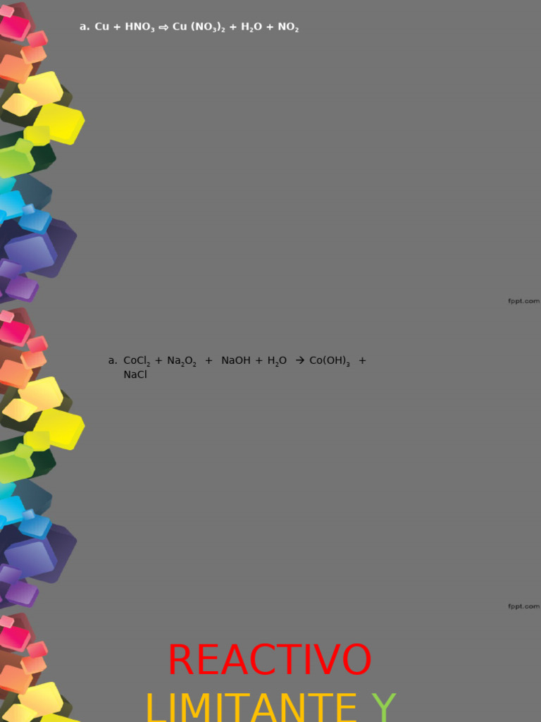 Reactivo Limitante y de Rendimiento | PDF | Estequiometría | Mole (Unidad)