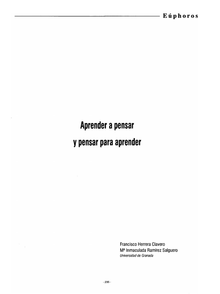 Aprender A Pensar | PDF