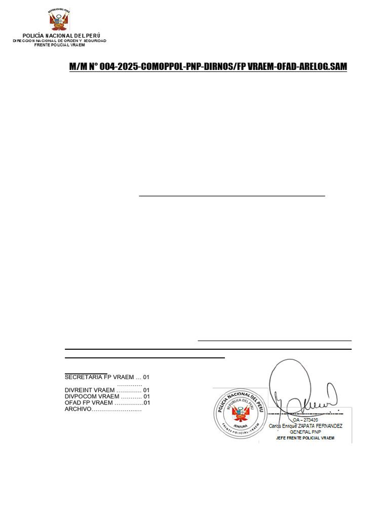 MEMO MULT. N° 004-2025-SOBRE REVISTA FISICA DE ARMA - FEB2025 | PDF