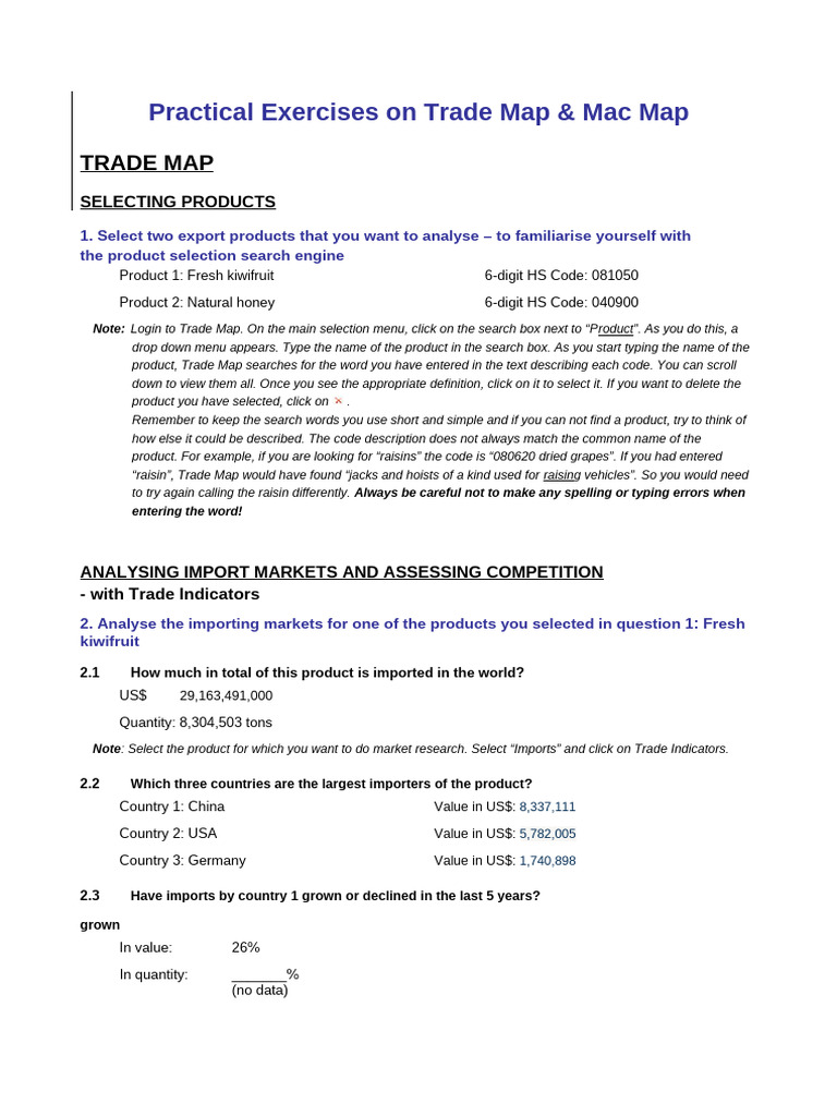 Trademap Exercise FINAL | PDF