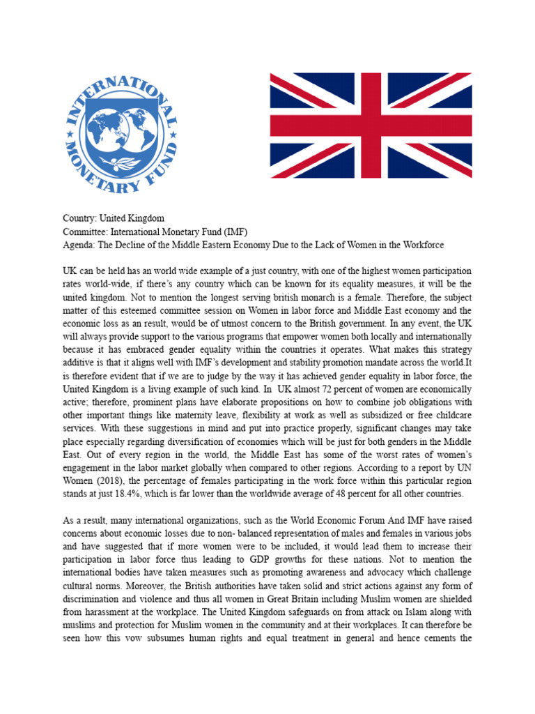 UK POSITION PAPER - (IMF IGAC) (1) | PDF | Woman | Labour Economics