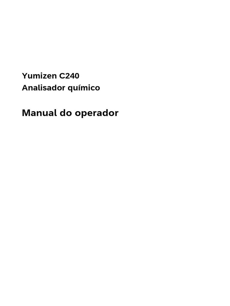 Manual do Operador Yumizen C240 | PDF | Desperdício | Informação