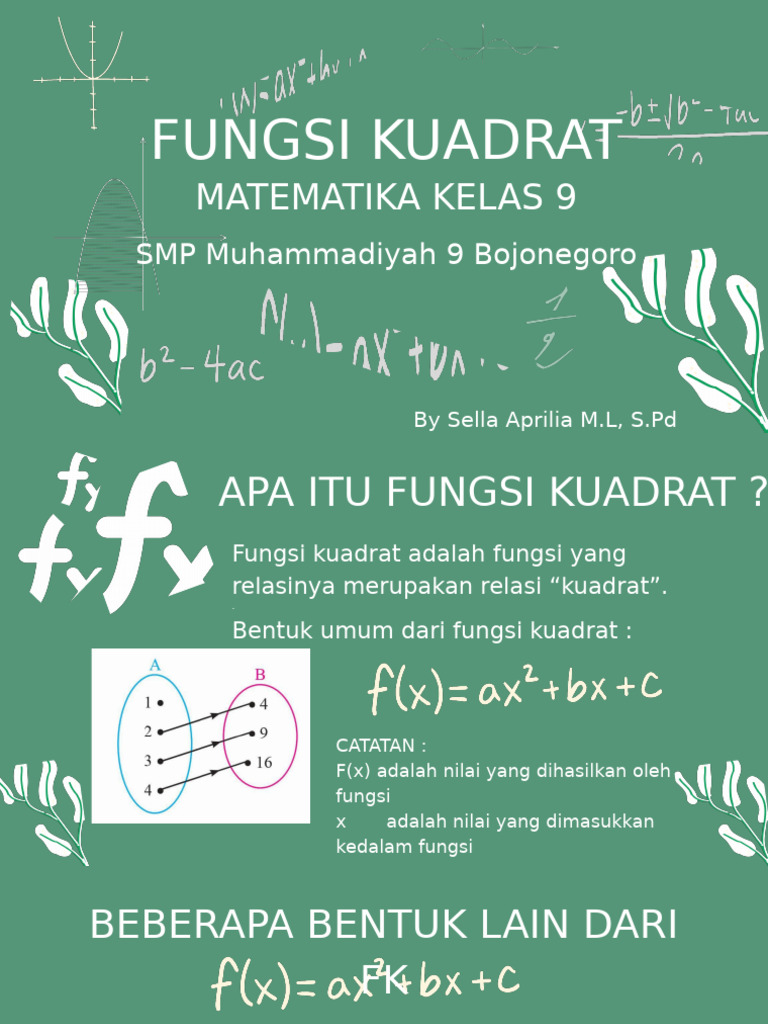 FUNGSI KUADRAT Kelas 9 | PDF