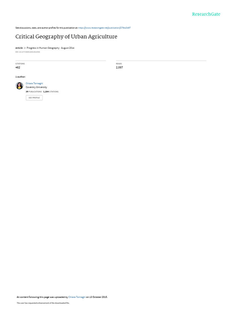 Critical Geography of Urban Agriculture | PDF | Urban Agriculture ...