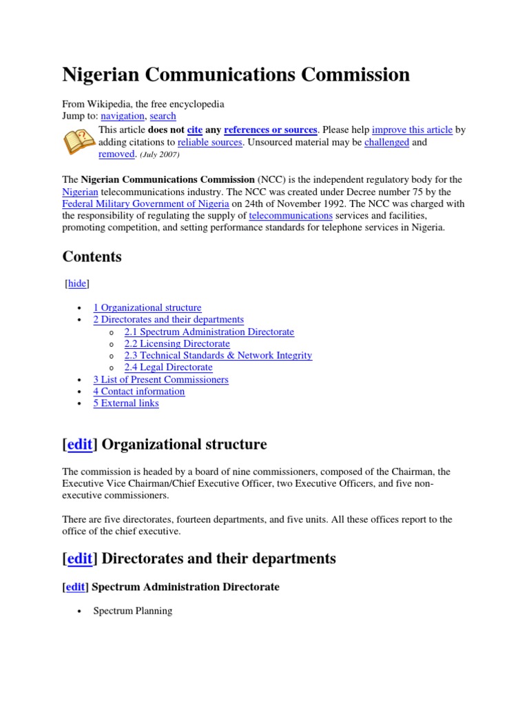 Nigerian Communications Commission | PDF | Nigeria | Government
