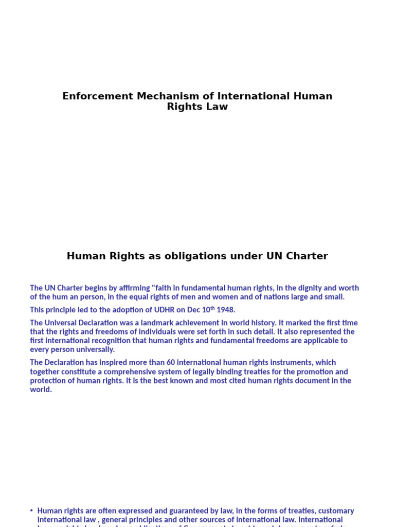 Enforcement Mechanism of International Human Rights Law | PDF | Human ...