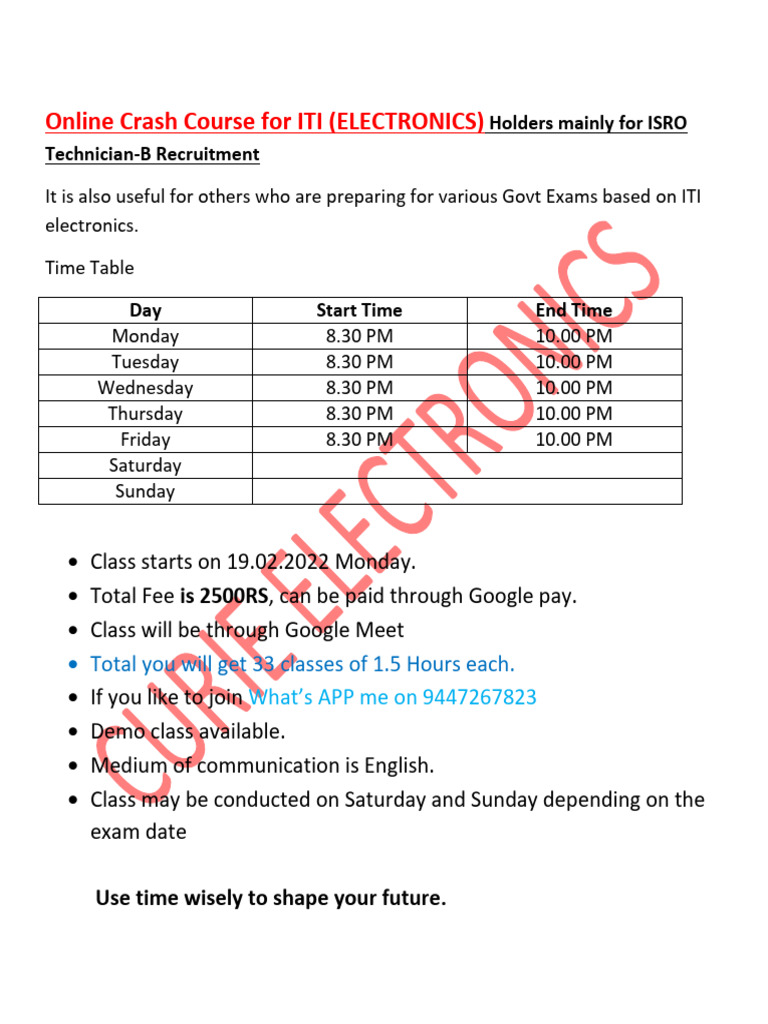 Online Class For ITI Electronics | PDF