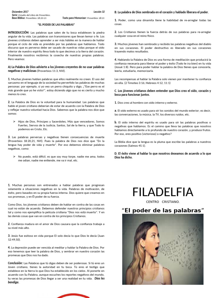 Lecc. P Jov. Filadelfia El Poder de Las Palabras | PDF | Dios | Biblia