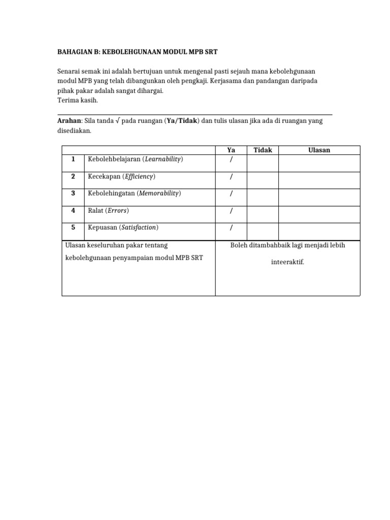 Kebolehgunaan Modul Mpb Srt | PDF