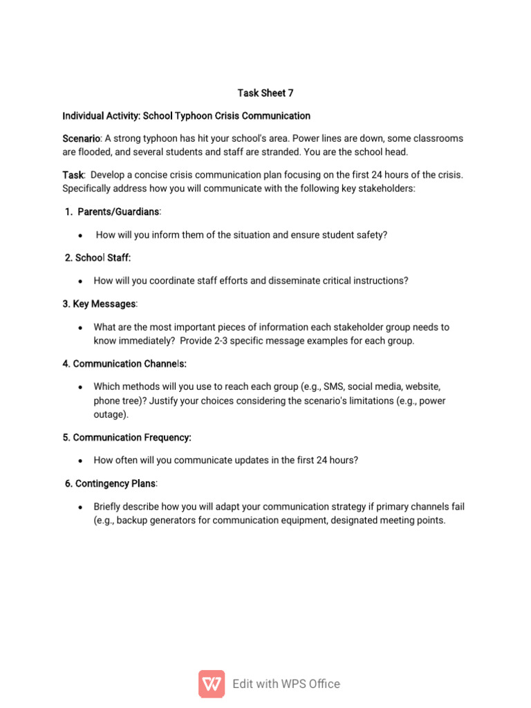 Share Task Sheet 7-WPS Office | PDF | Communication