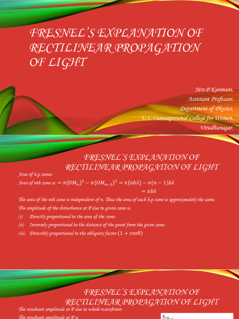 Physics of Light Propagation | PDF | Diffraction | Wavelength