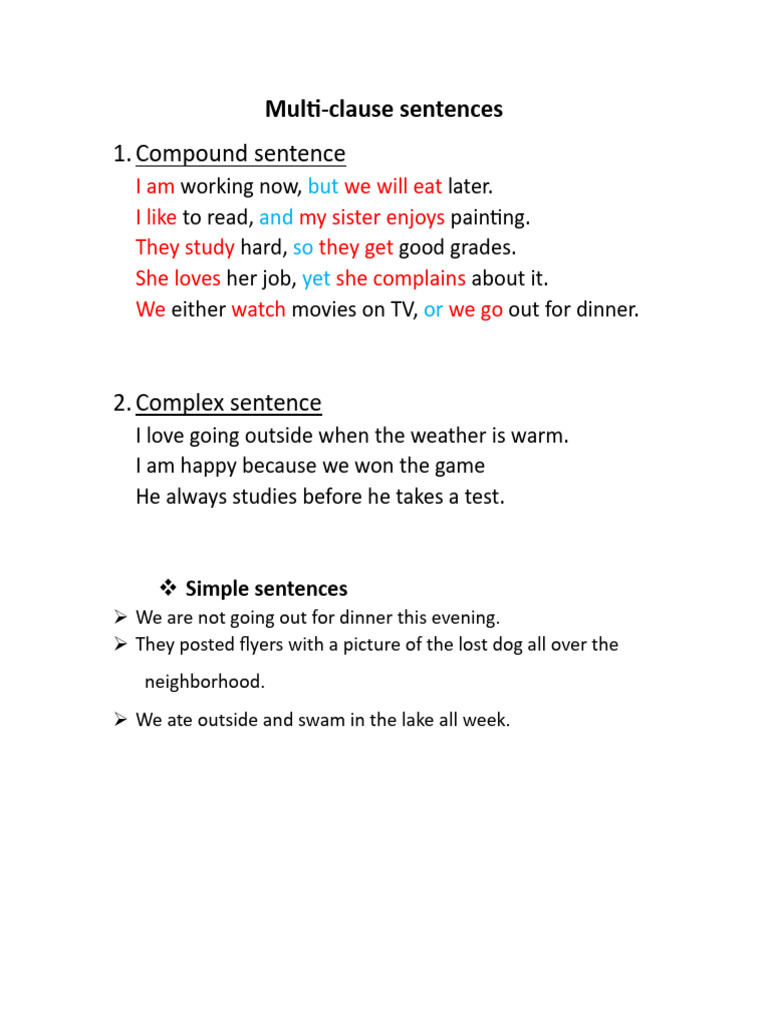 Multi Clause Sentences | PDF