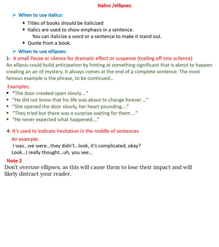 Using Italics and Ellipses Effectively | PDF