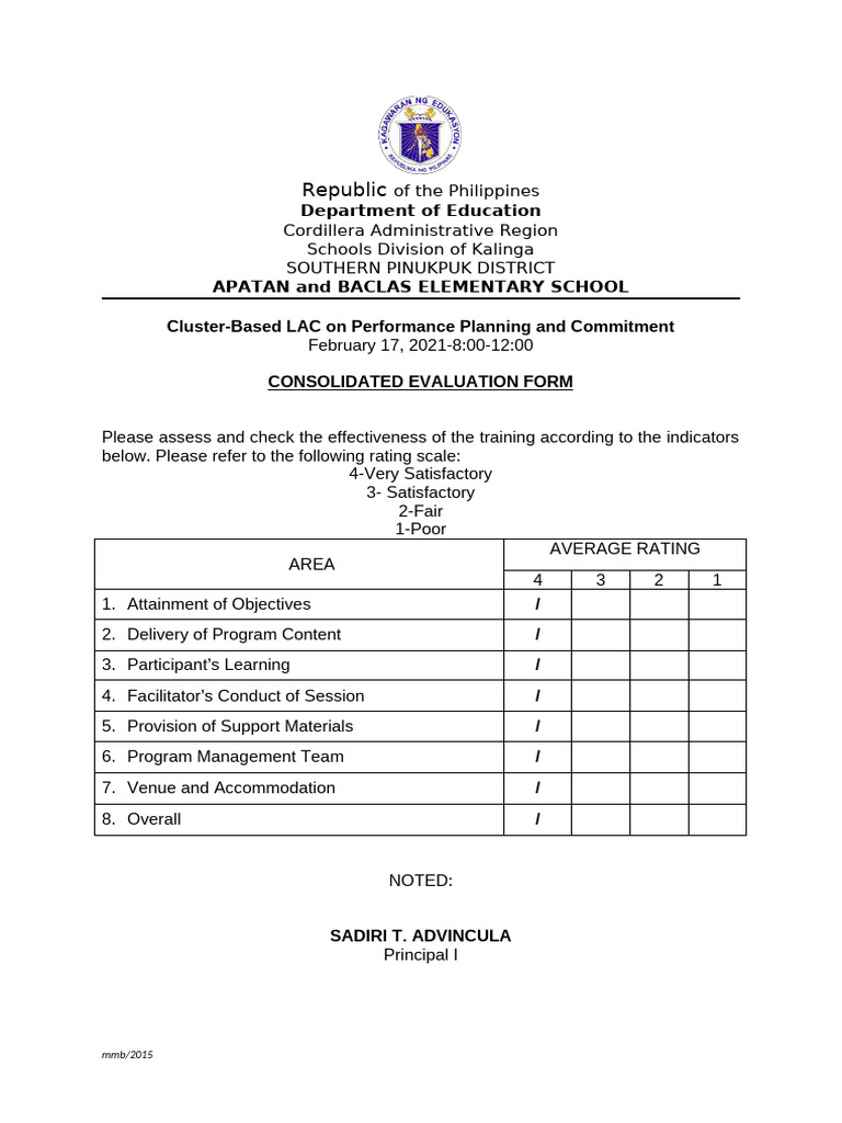 evaluation sheet | PDF