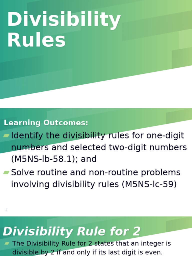 Chapter 2 Lesson 2 Divisibility Rules | PDF | Numbers | Mathematics