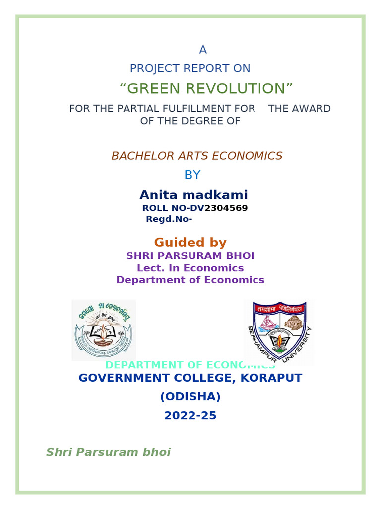 PROJECT FILE DAV COLLEGE KPT-2 | PDF | Agriculture | Green Revolution