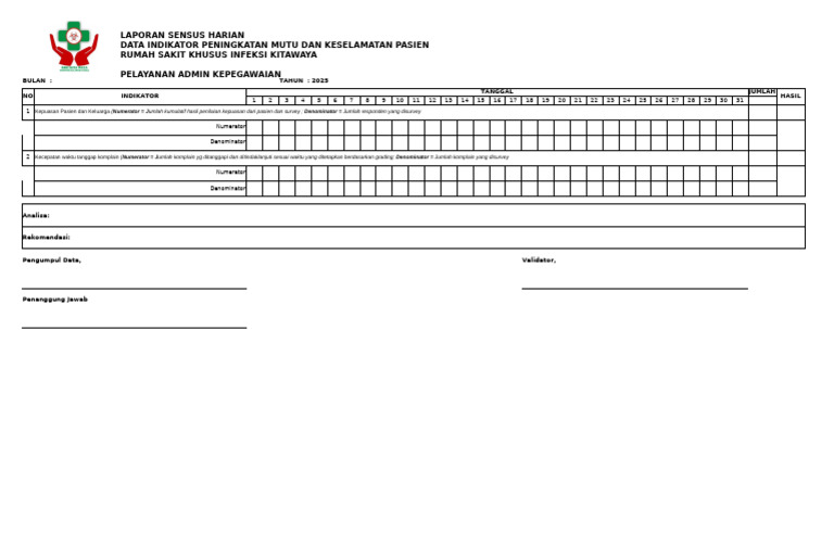 Formulir Sensus Harian Admin Kepegawaian | PDF