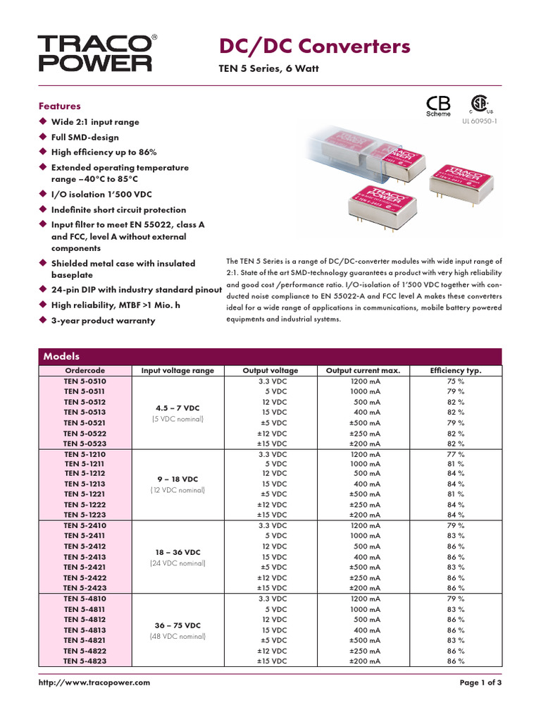 ten5_datasheet | PDF | Power Supply | Electrical Engineering