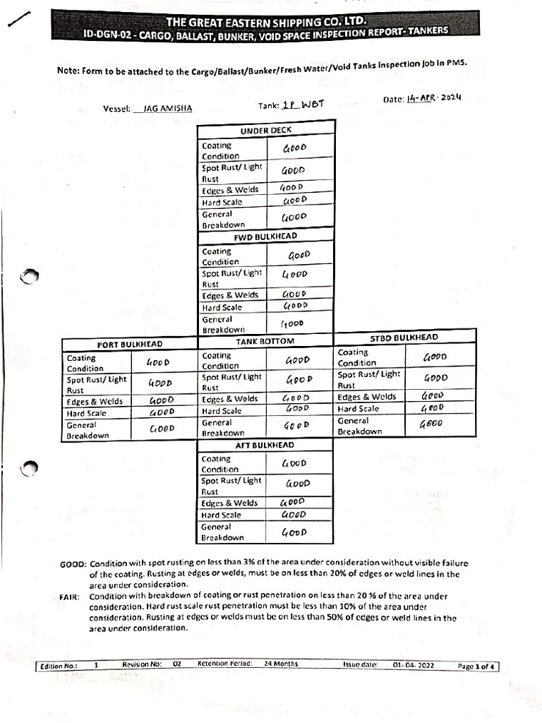 Tank Inspection Report | PDF