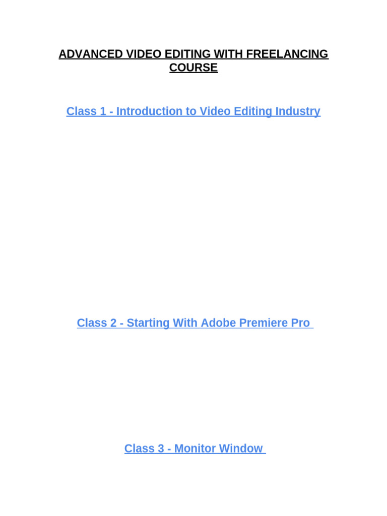Advanced Video Editing Course Guide | PDF | Film Frame | Video