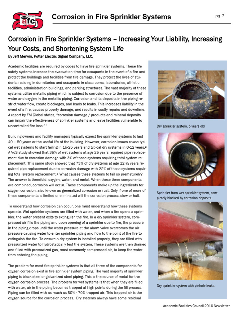 Corrosion Risks in Fire Sprinkler Systems | PDF | Fire Sprinkler System ...